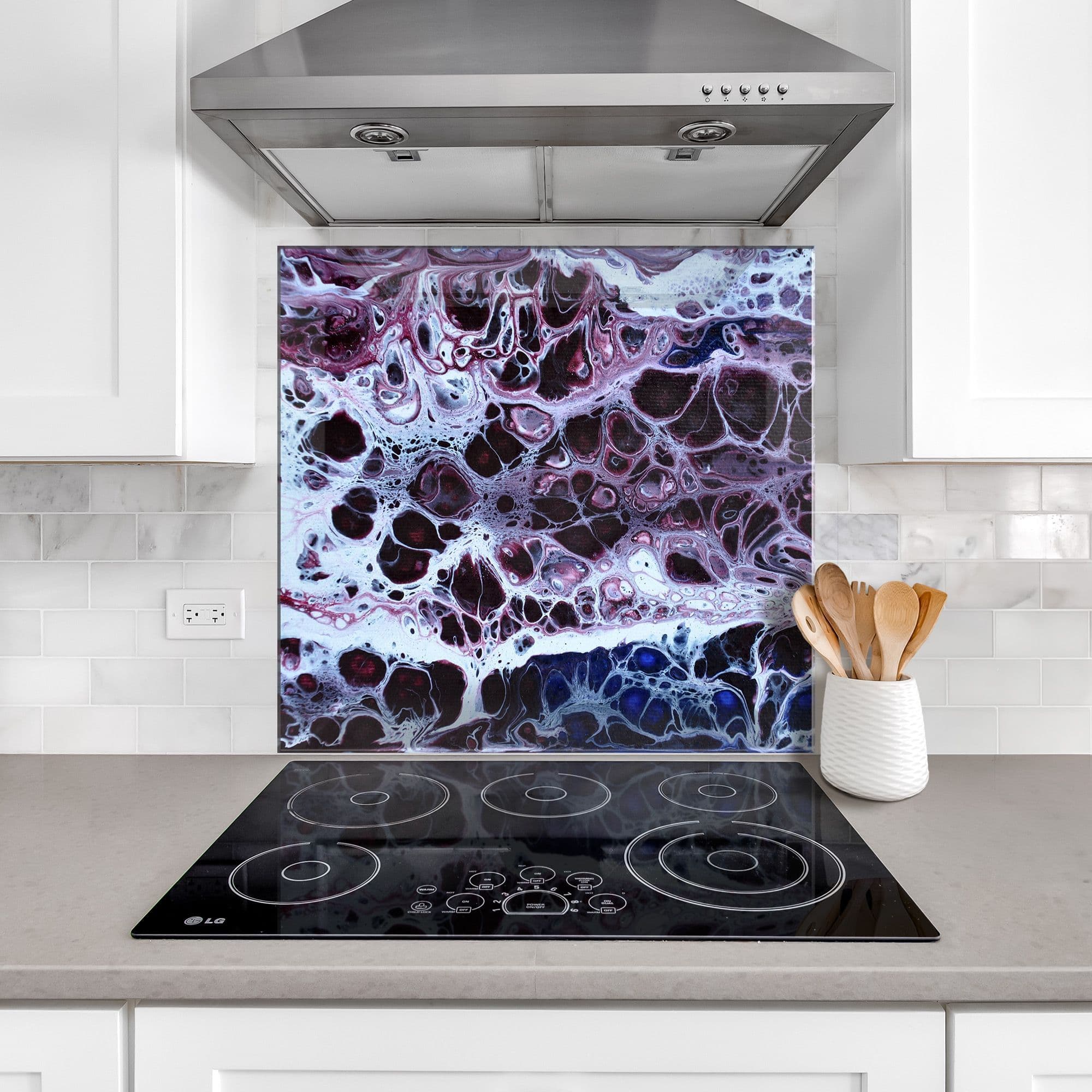 Abstract kitchen glass splashback - Heat resistant 6mm toughened glass