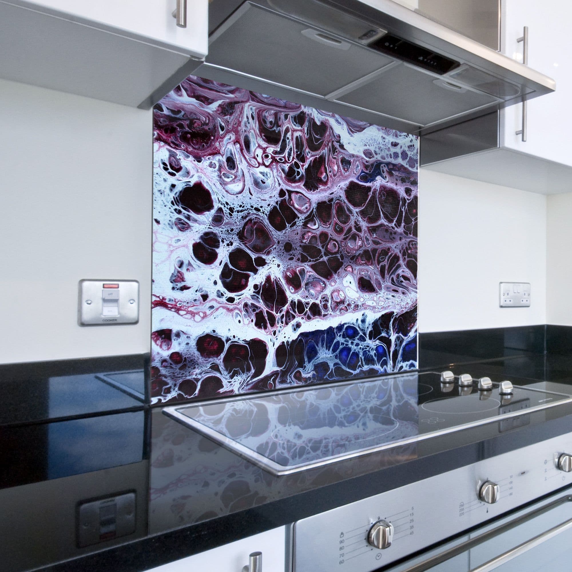 Abstract kitchen glass splashback - Heat resistant 6mm toughened glass