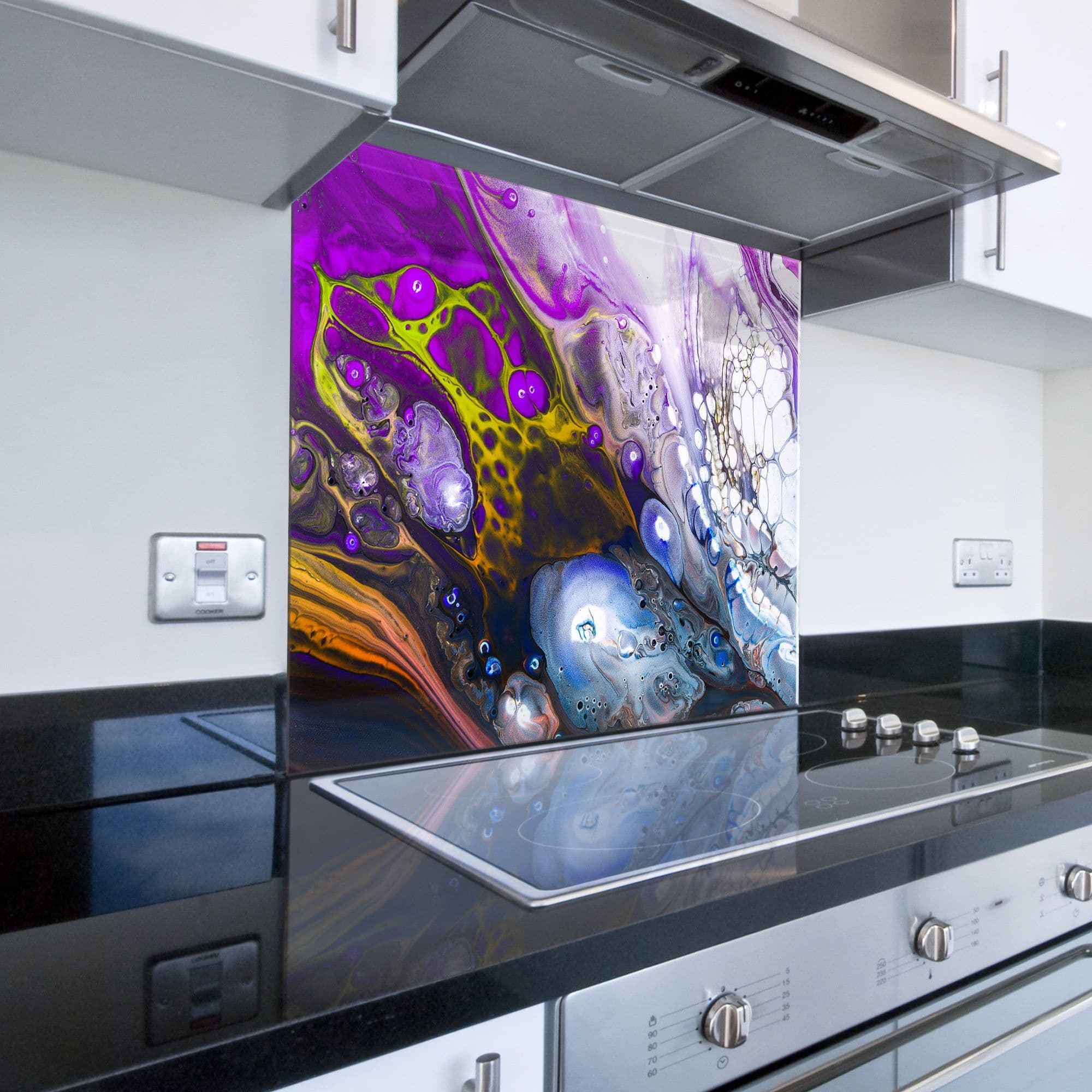 Abstract marble kitchen glass splashback - Heat resistant 6mm toughened ...
