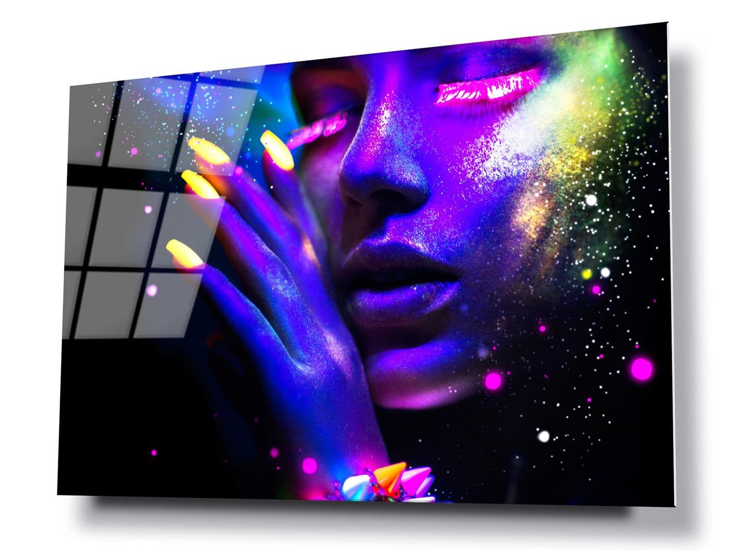 Creative Model in Neon Paint Splatter | 1st Glass Art