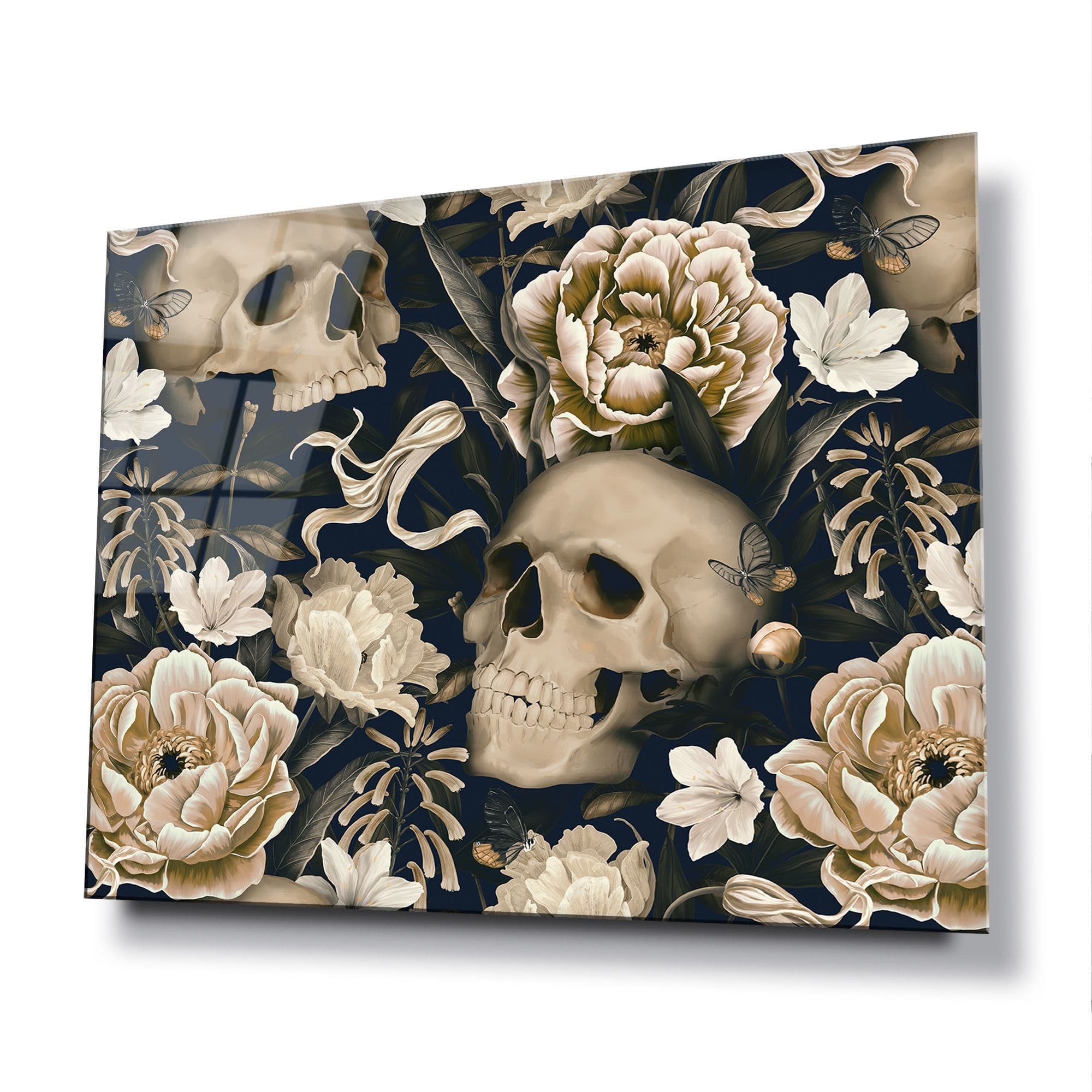 flowers-and-skulls-kitchen-glass-splashback-heat-resistant-6mm ...