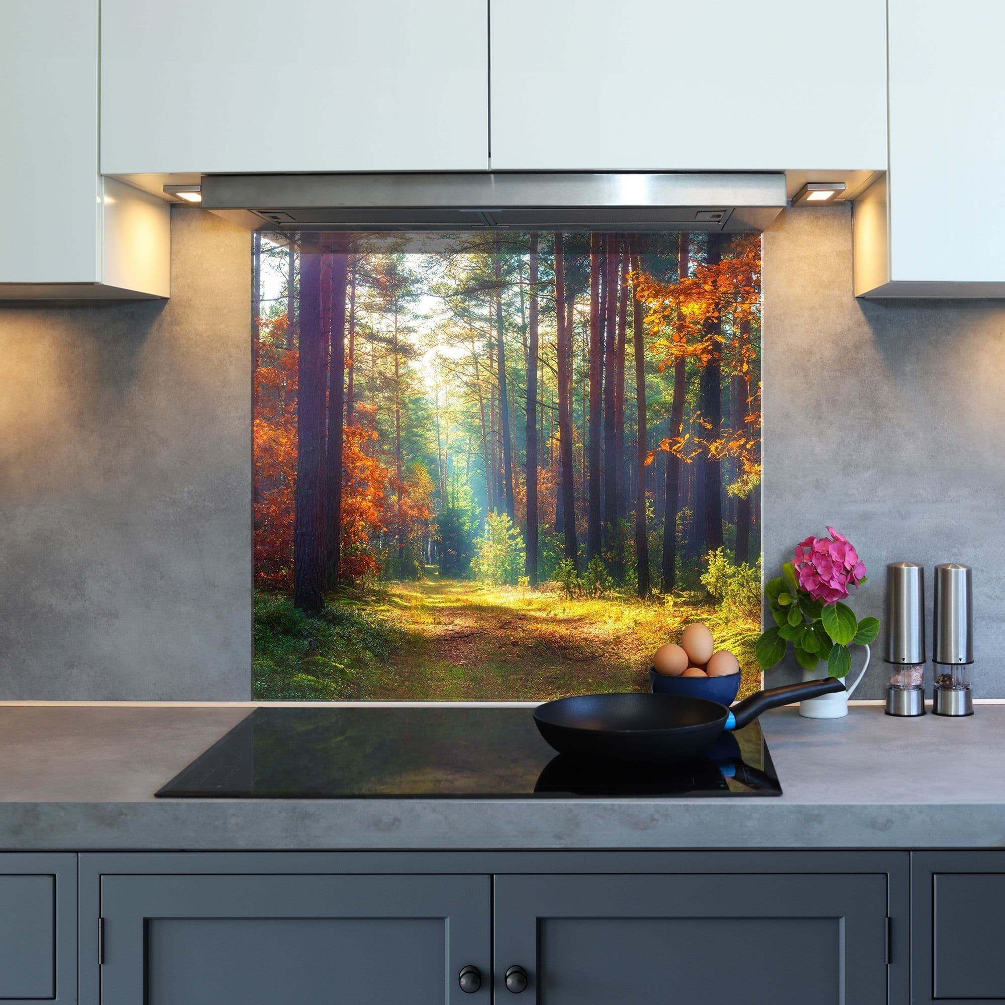 Forrest in sunshine kitchen glass splashback - Heat resistant 6mm ...