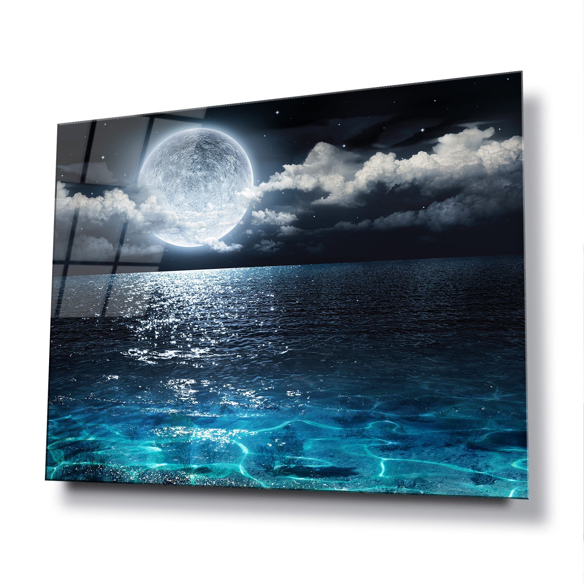 Moon over ocean kitchen glass splashback - Heat resistant 6mm toughened ...