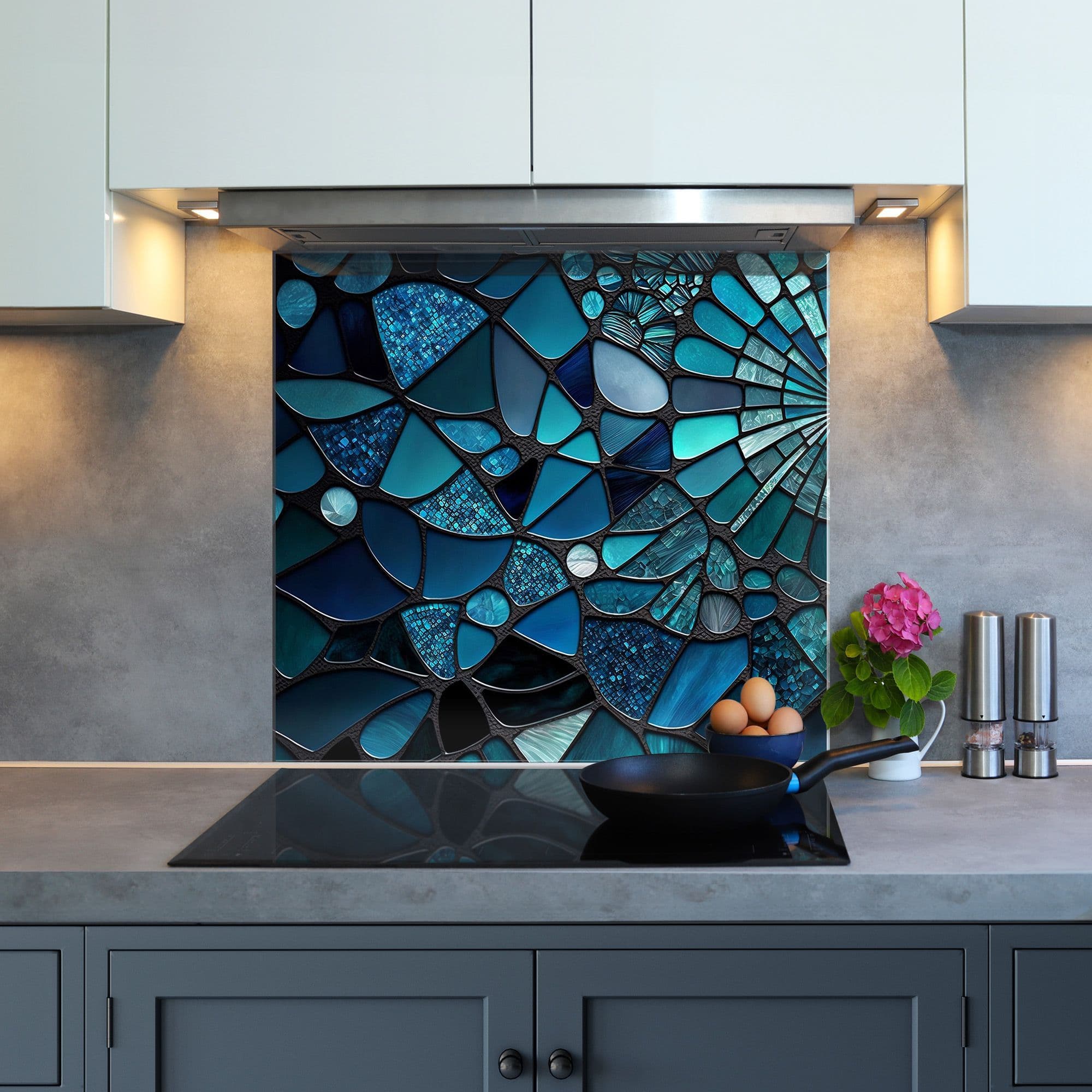 Mosaic stained glass kitchen glass splashback - Heat resistant 6mm ...
