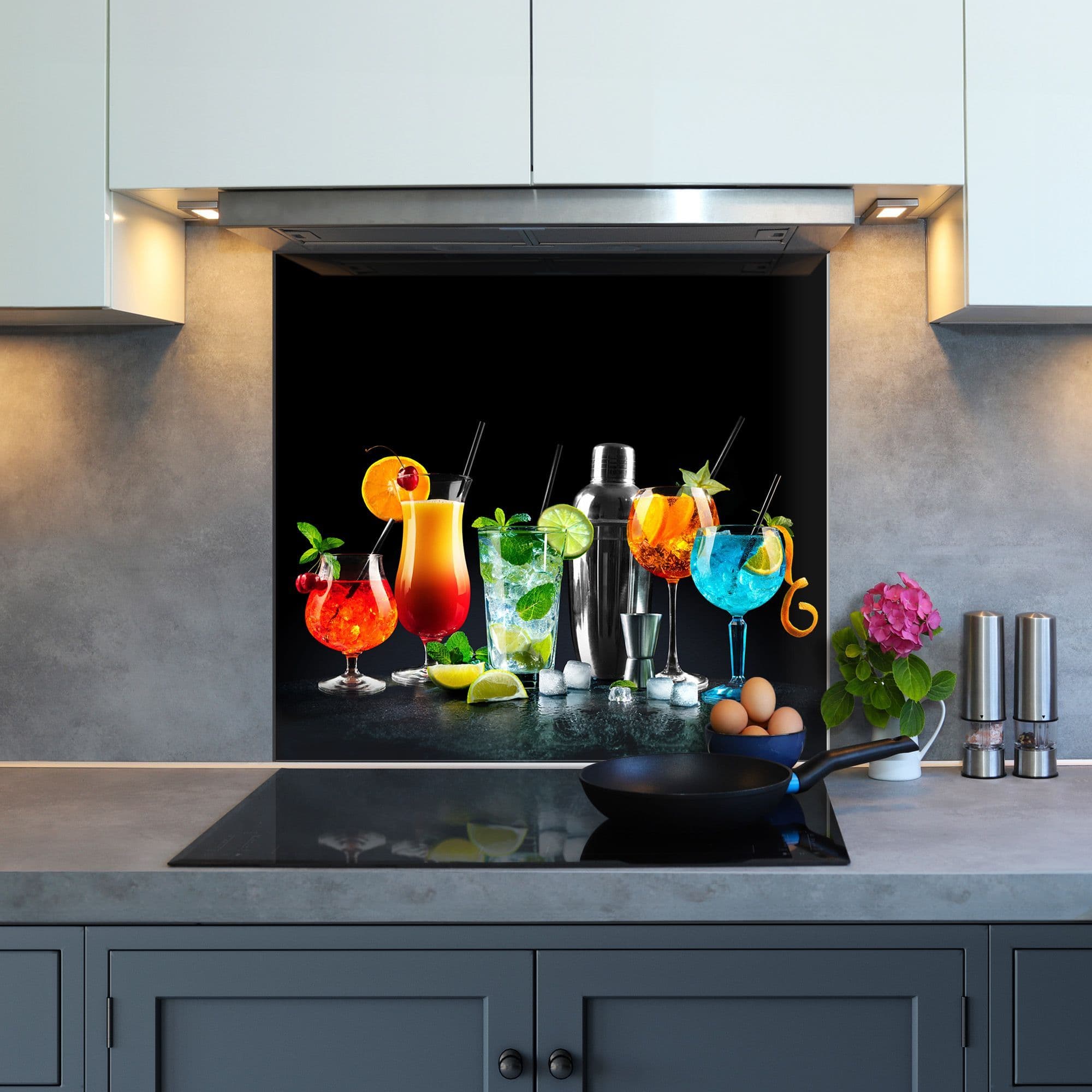 Multicolour cocktails kitchen glass splashback - Heat resistant 6mm ...