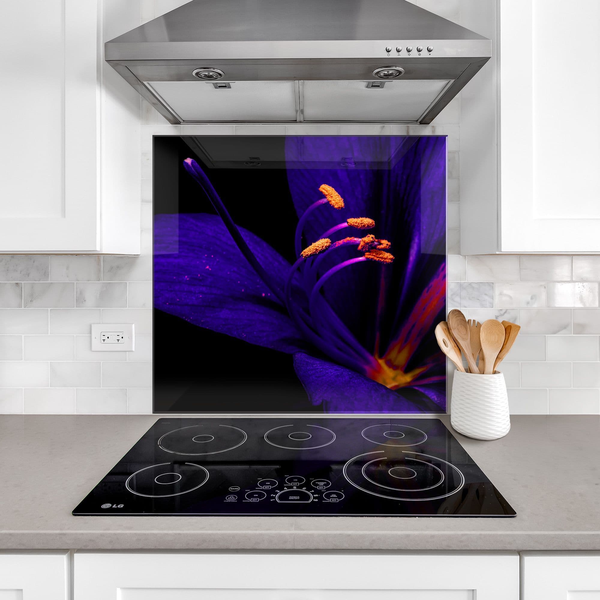 neon-macro-flower-kitchen-glass-splashback-heat-resistant-6mm-toughened ...