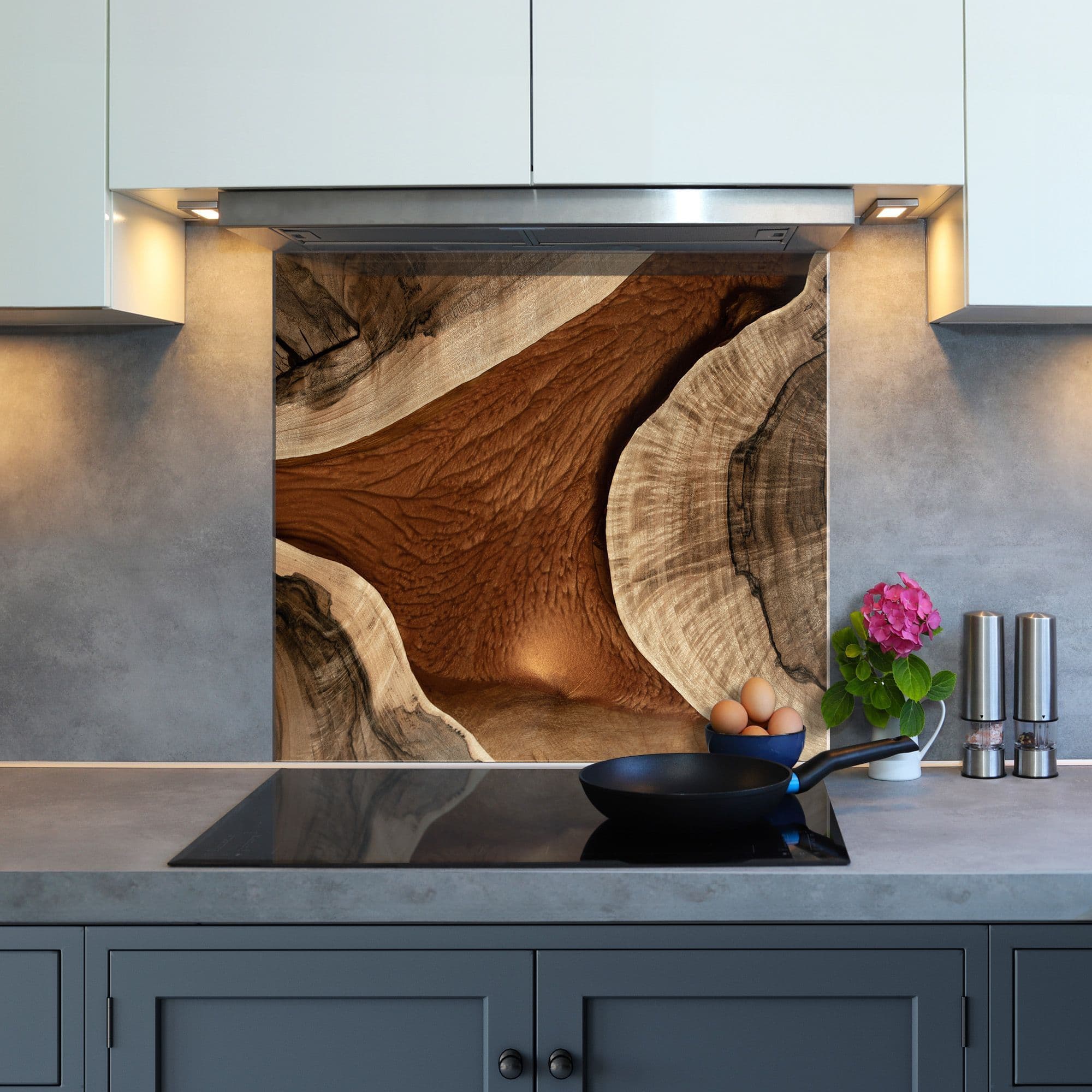 Neutral colours abstract kitchen glass splashback - Heat resistant 6mm ...