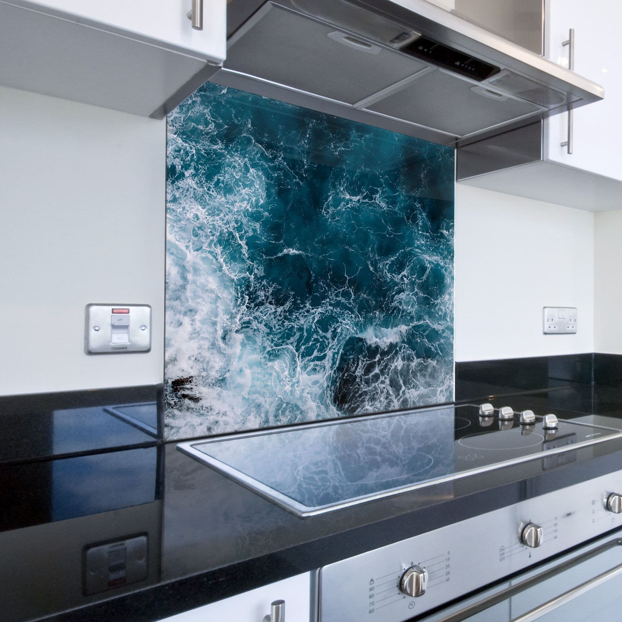 Ocean waves kitchen glass splashback – Heat resistant 6mm toughened glass