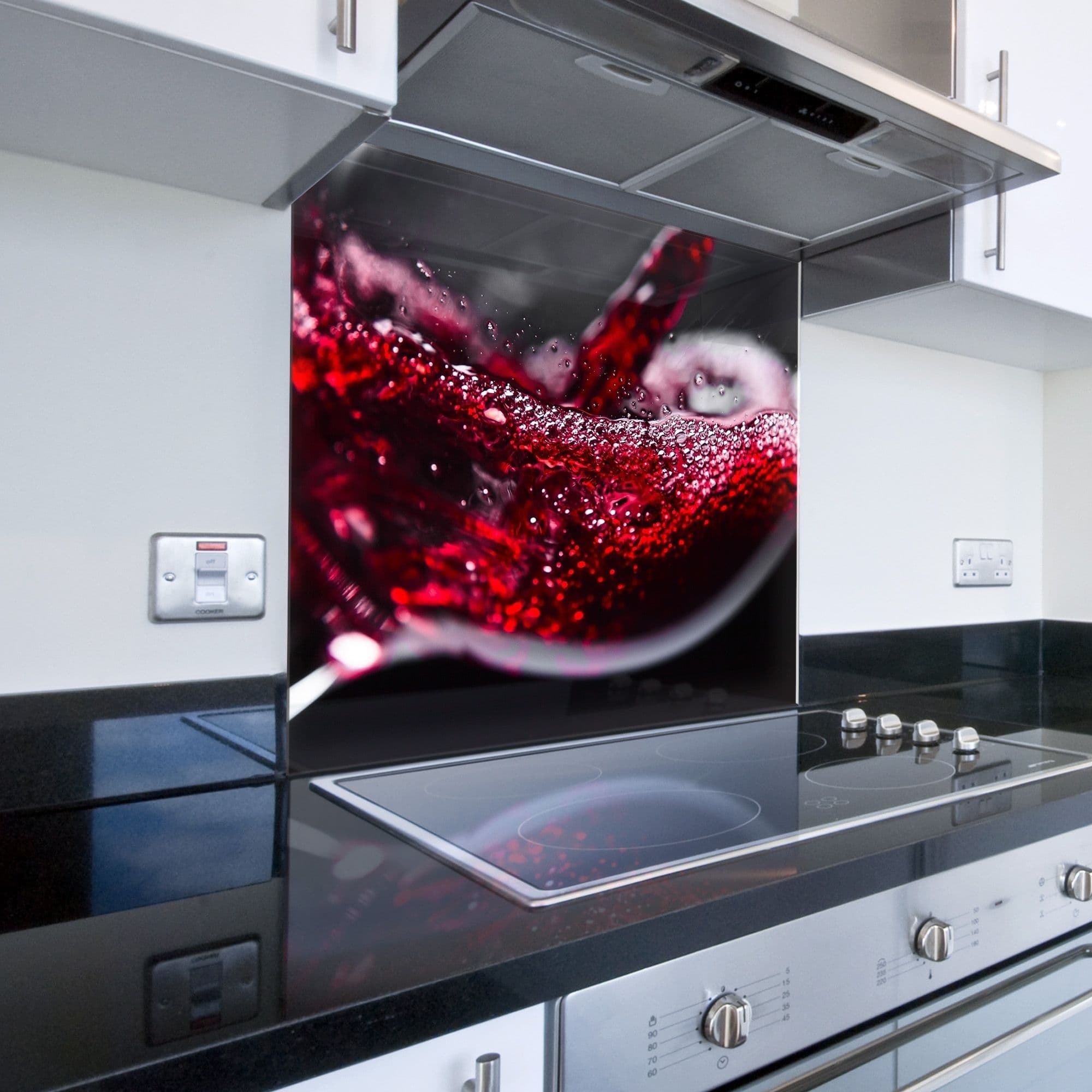 Red wine kitchen glass splashback – Heat resistant 6mm toughened glass