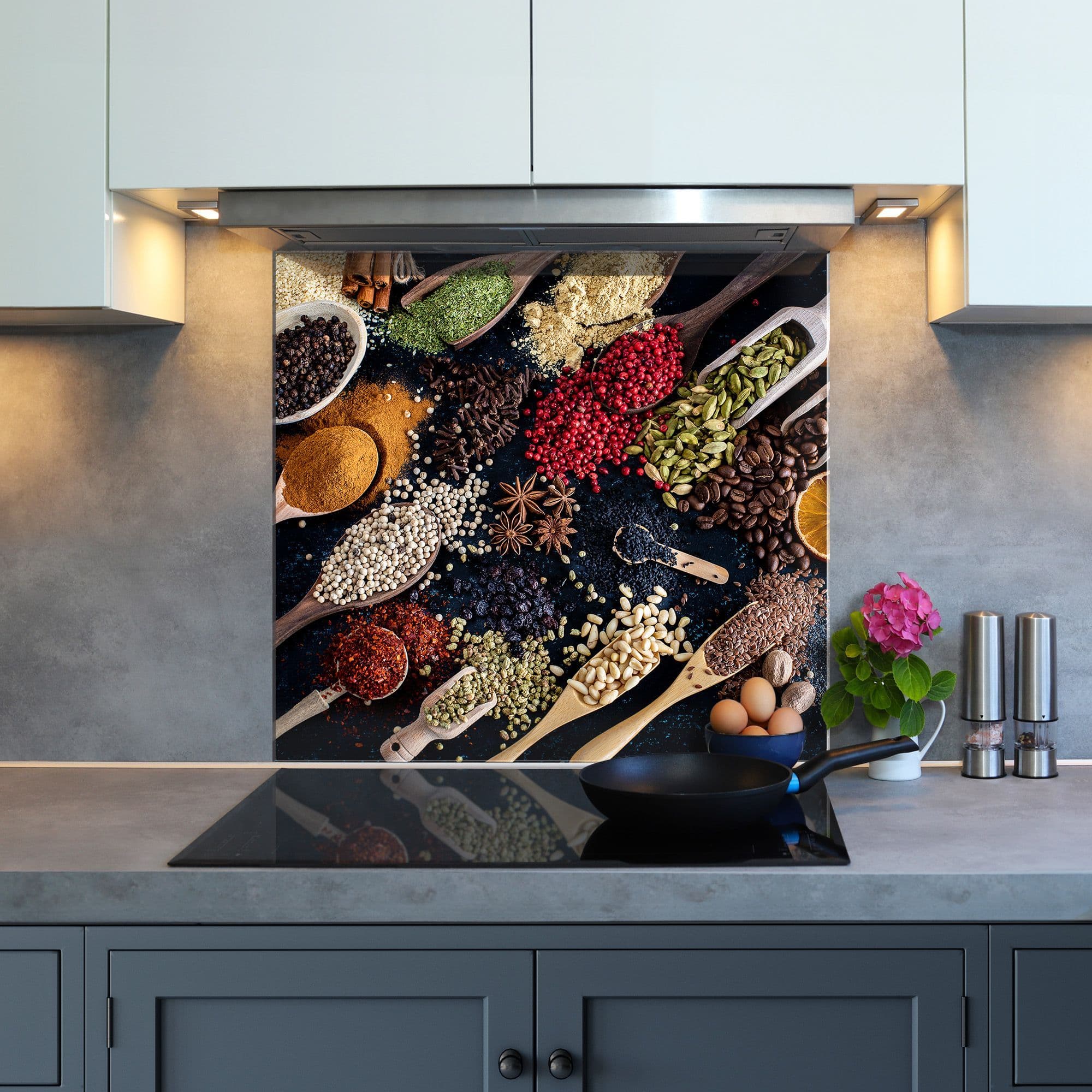 Spices kitchen glass splashback - Heat resistant 6mm toughened glass