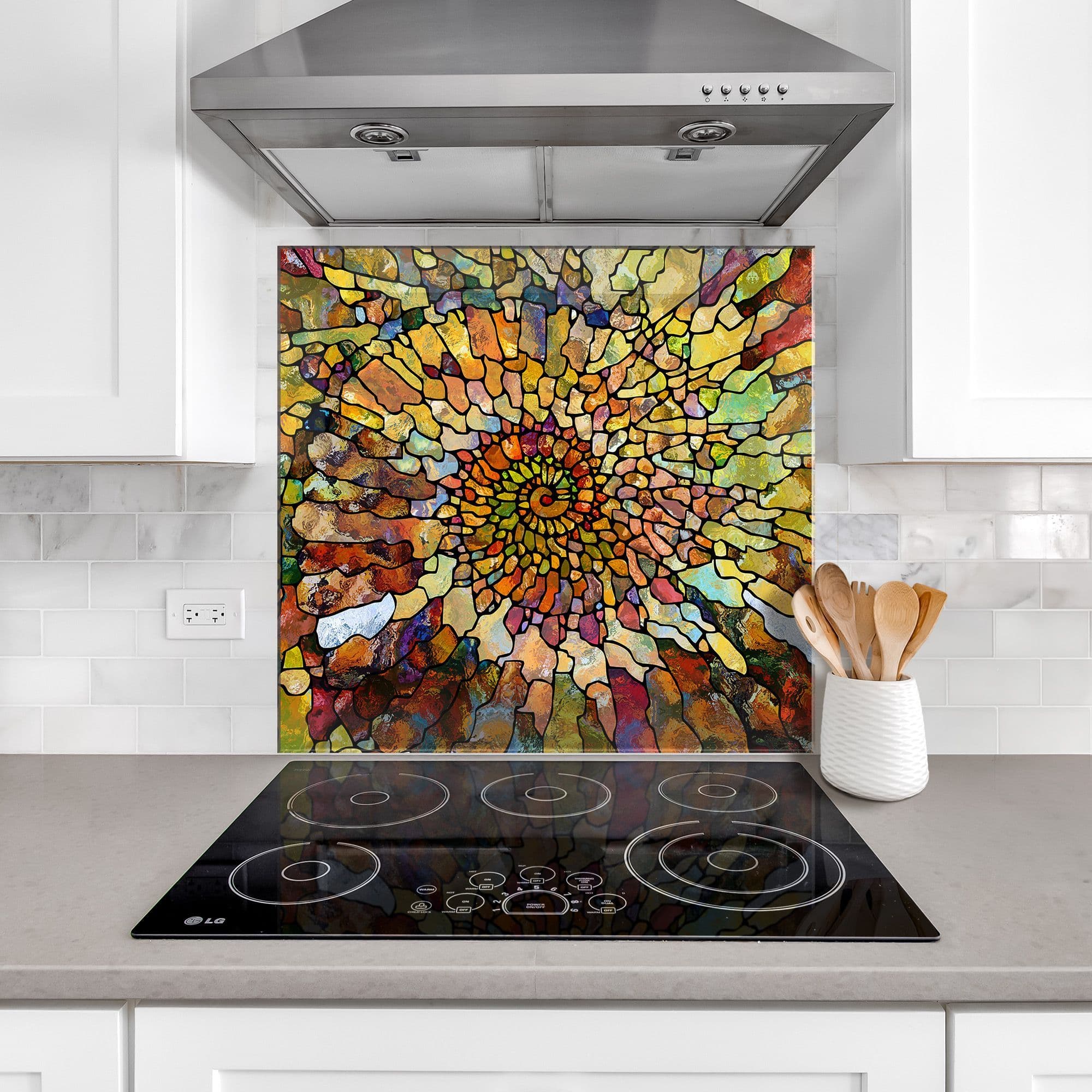 Stained glass art kitchen glass splashback – Heat resistant 6mm ...