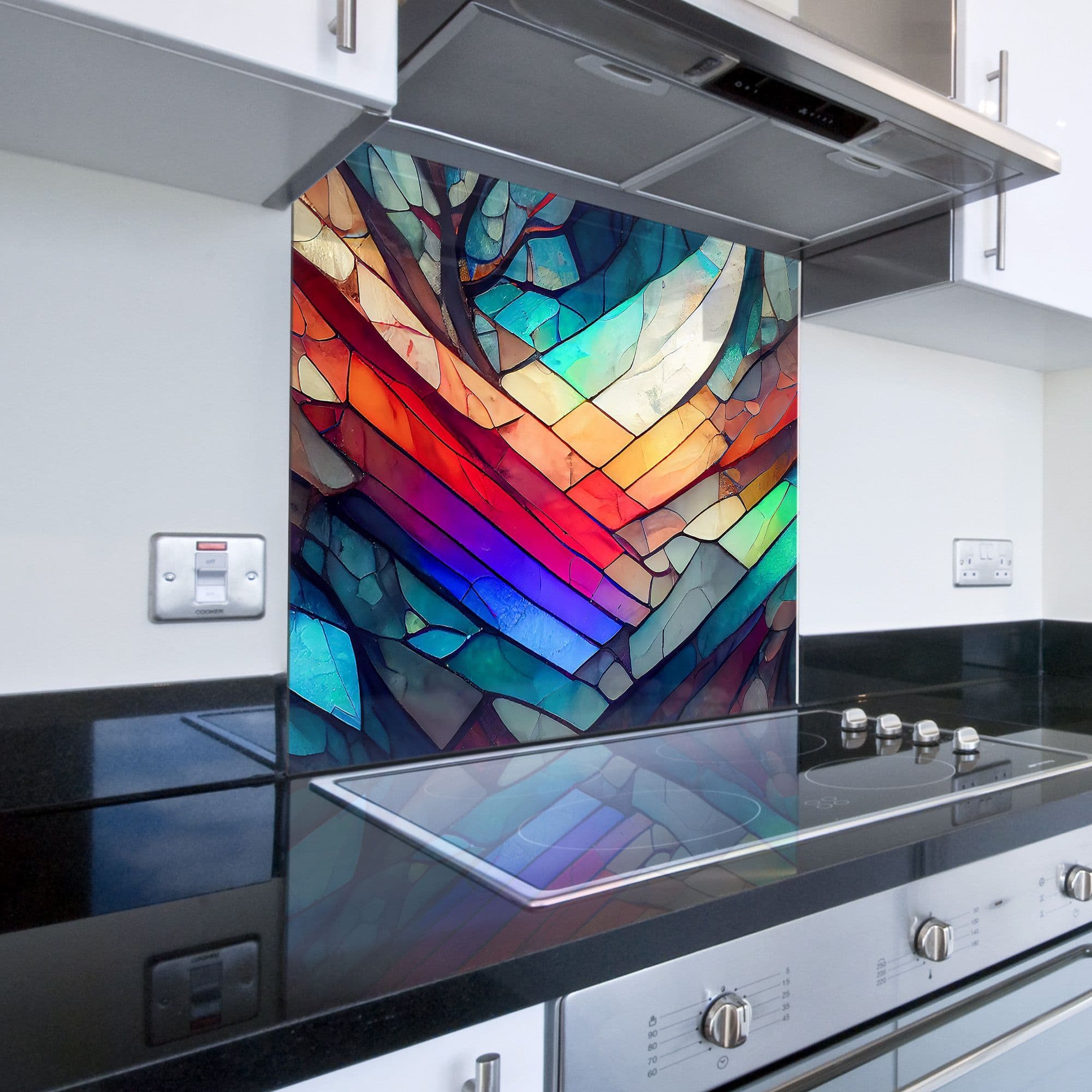 Stained glass kitchen glass splashback – Heat resistant 6mm toughened glass