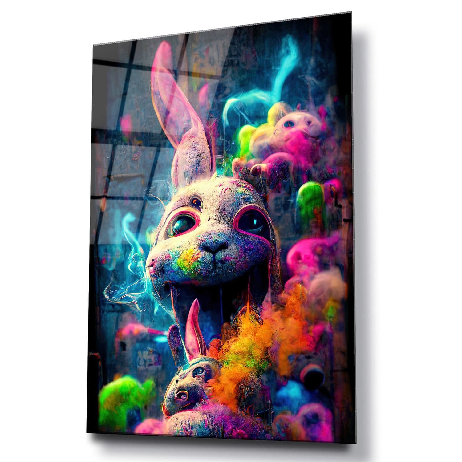 Surreal Fantasy Rabbit in Neon Multicolour