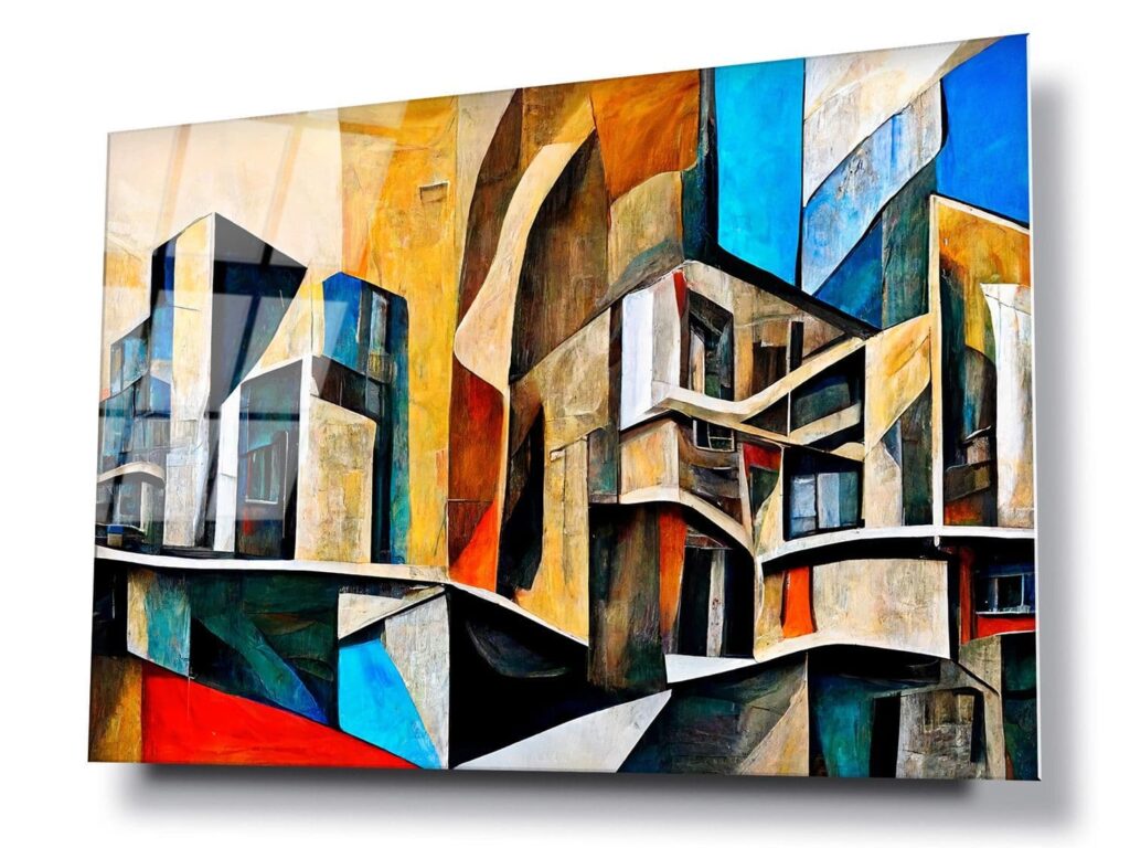 Urban Architecture Oil on Canvas – Modern Cubism