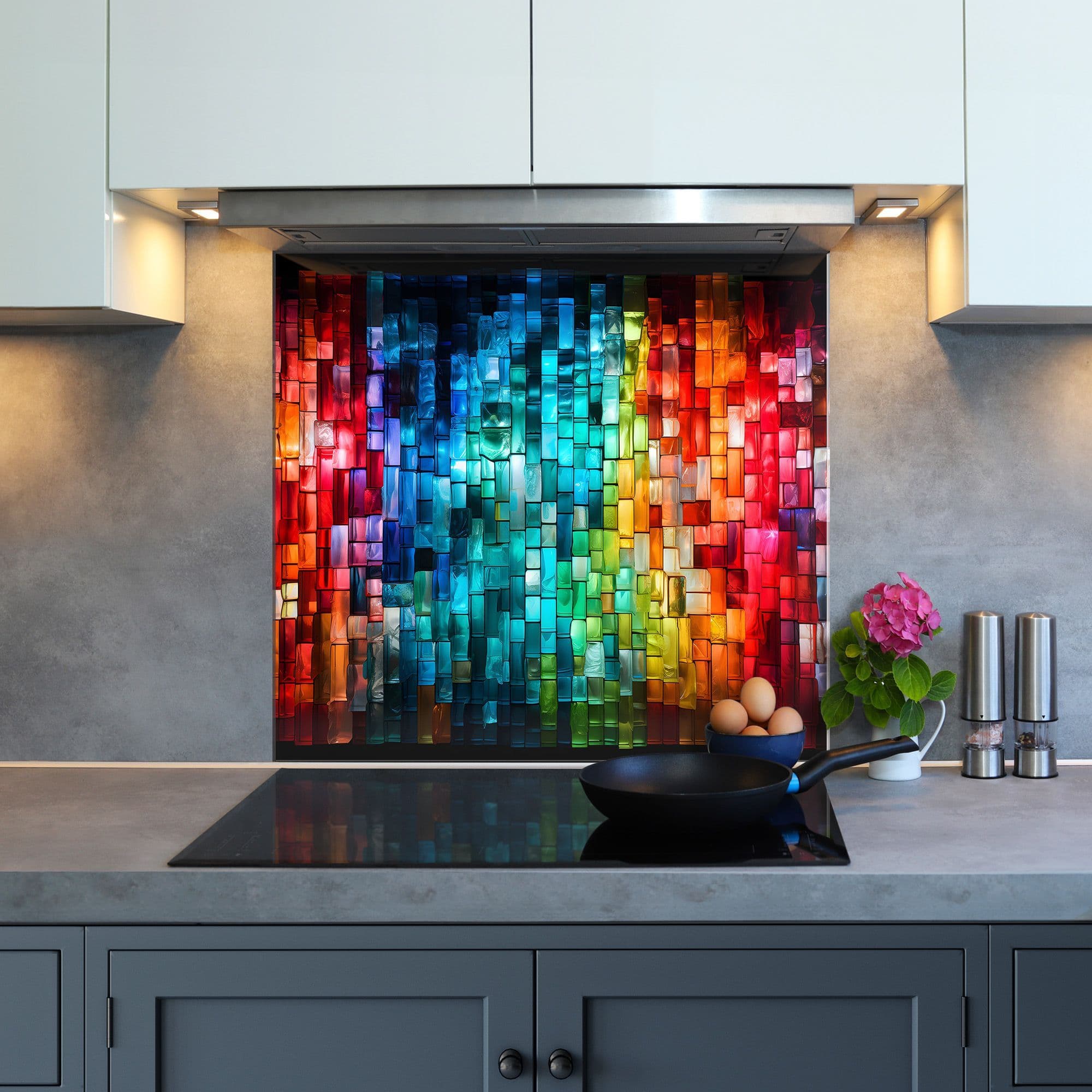 Vibrant stained glass kitchen glass splashback - Heat resistant 6mm ...