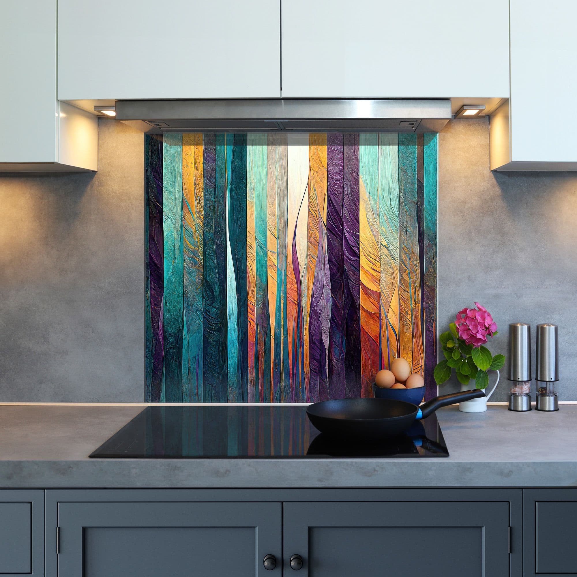 Vintage stained glass kitchen glass splashback - Heat resistant 6mm ...