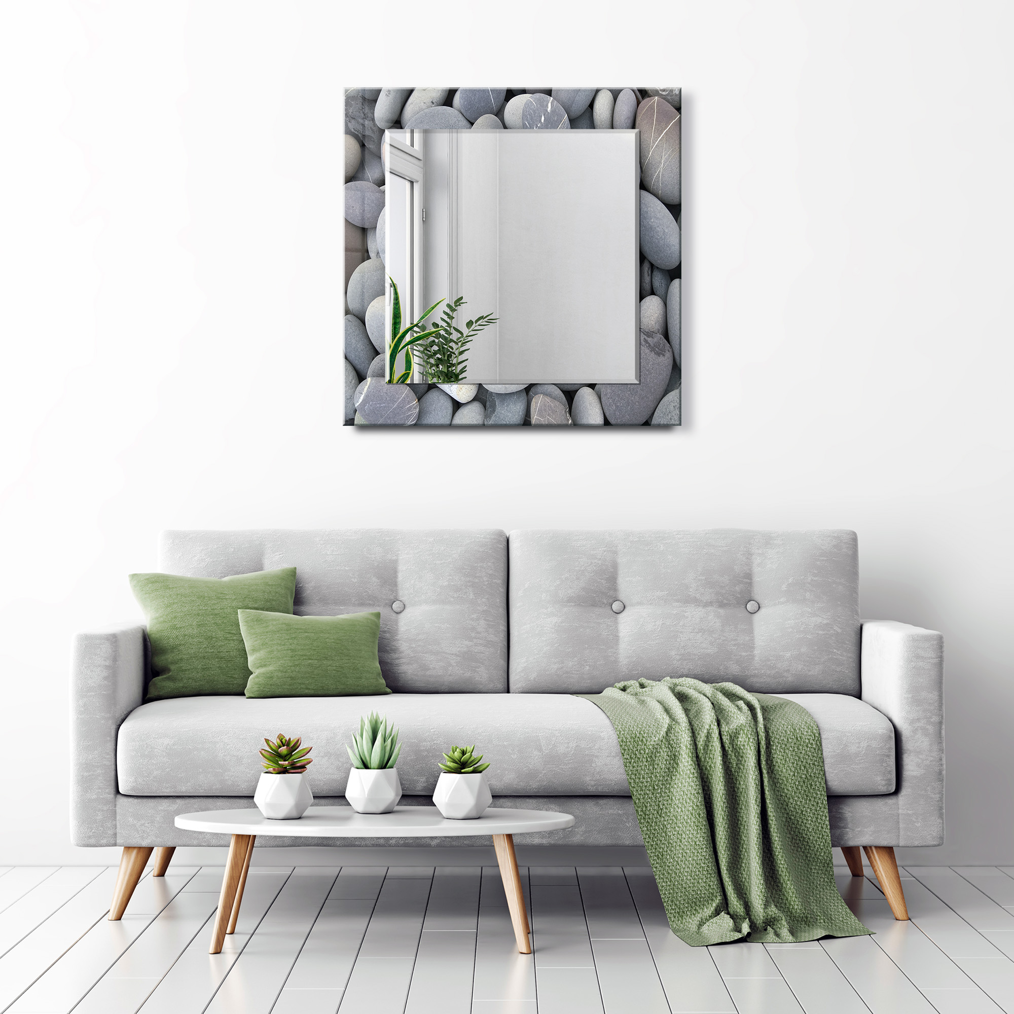 Pebble Effect Decorative Mirror on Toughened Glass | 1st Glass Art