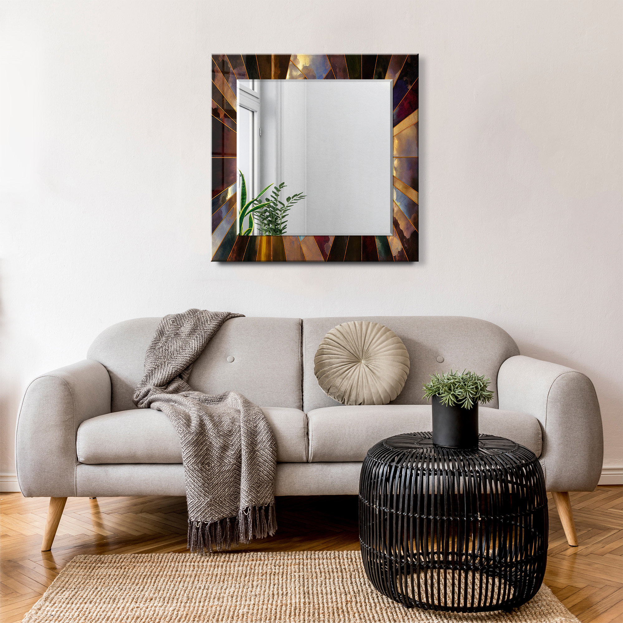 Abstract Sky Effect Decorative Mirror on Toughened Glass | 1st Glass Art