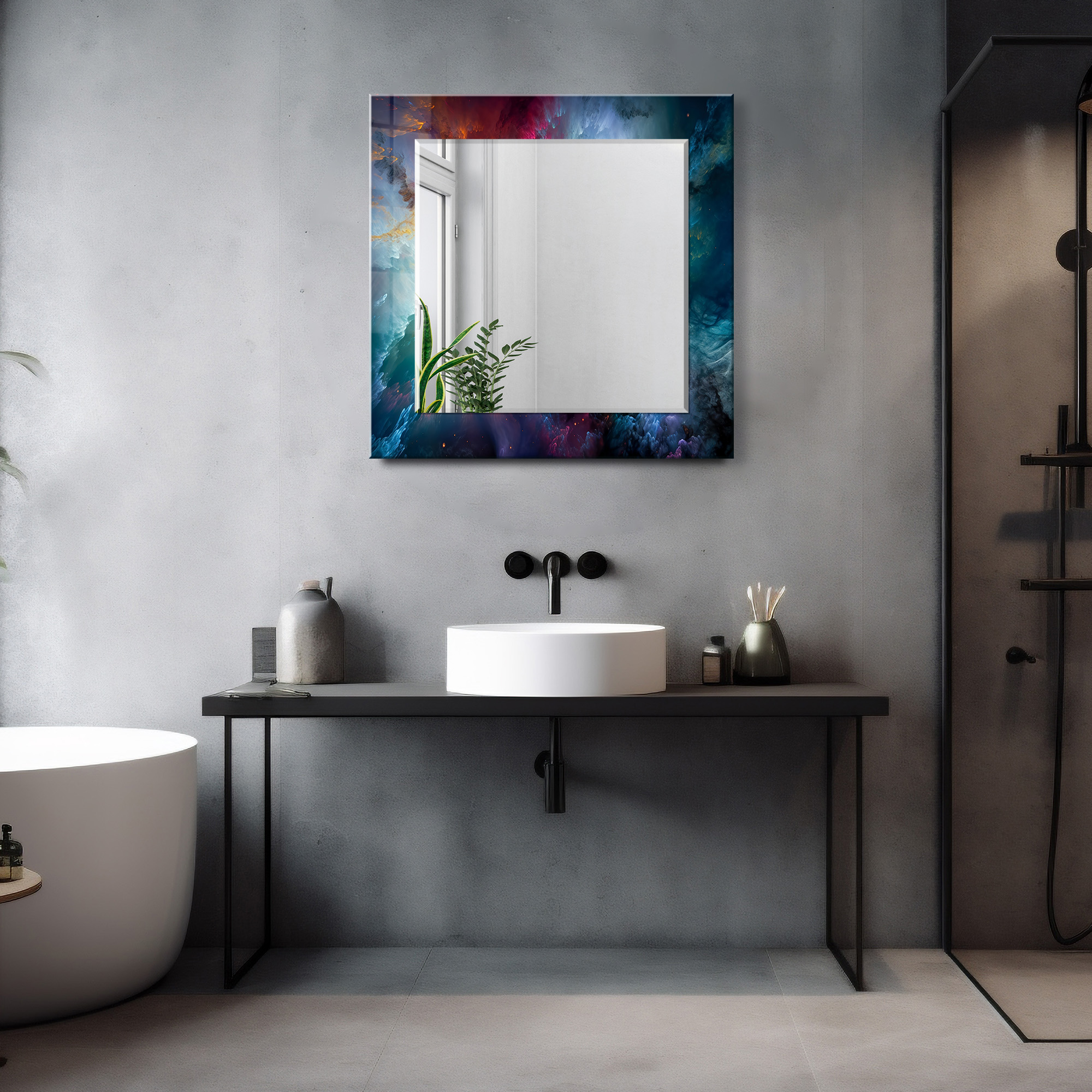 Abstract Stormy Sky Effect Decorative Mirror on Toughened Glass | 1st ...