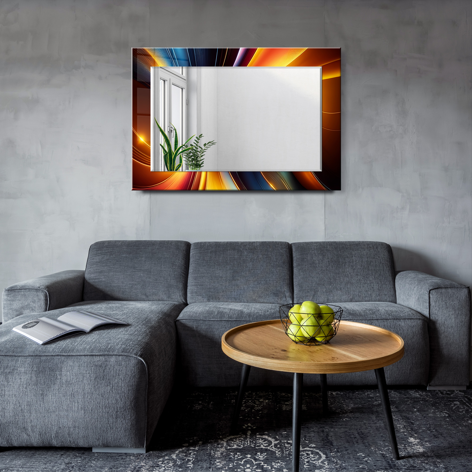 Abstract Glow Effect Decorative Mirror on Toughened Glass | 1st Glass Art