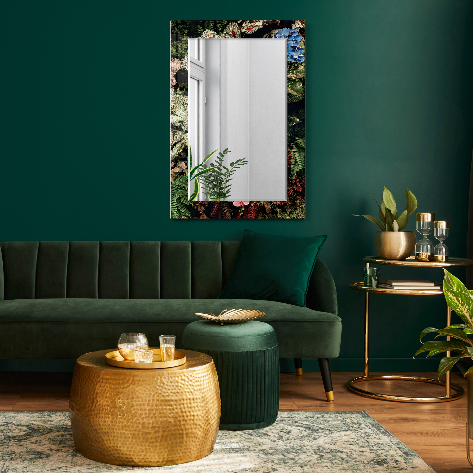 Fern Leaves Effect Decorative Mirror on Toughened Glass | 1st Glass Art