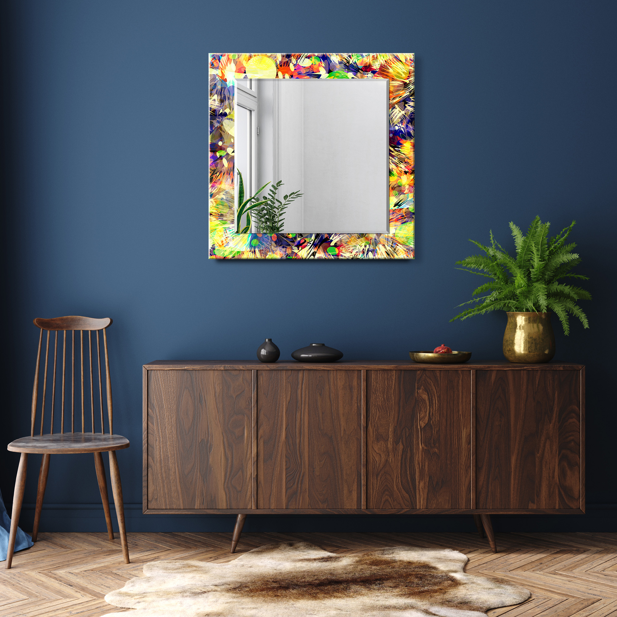 Abstract Art Effect Decorative Mirror on Toughened Glass | 1st Glass Art