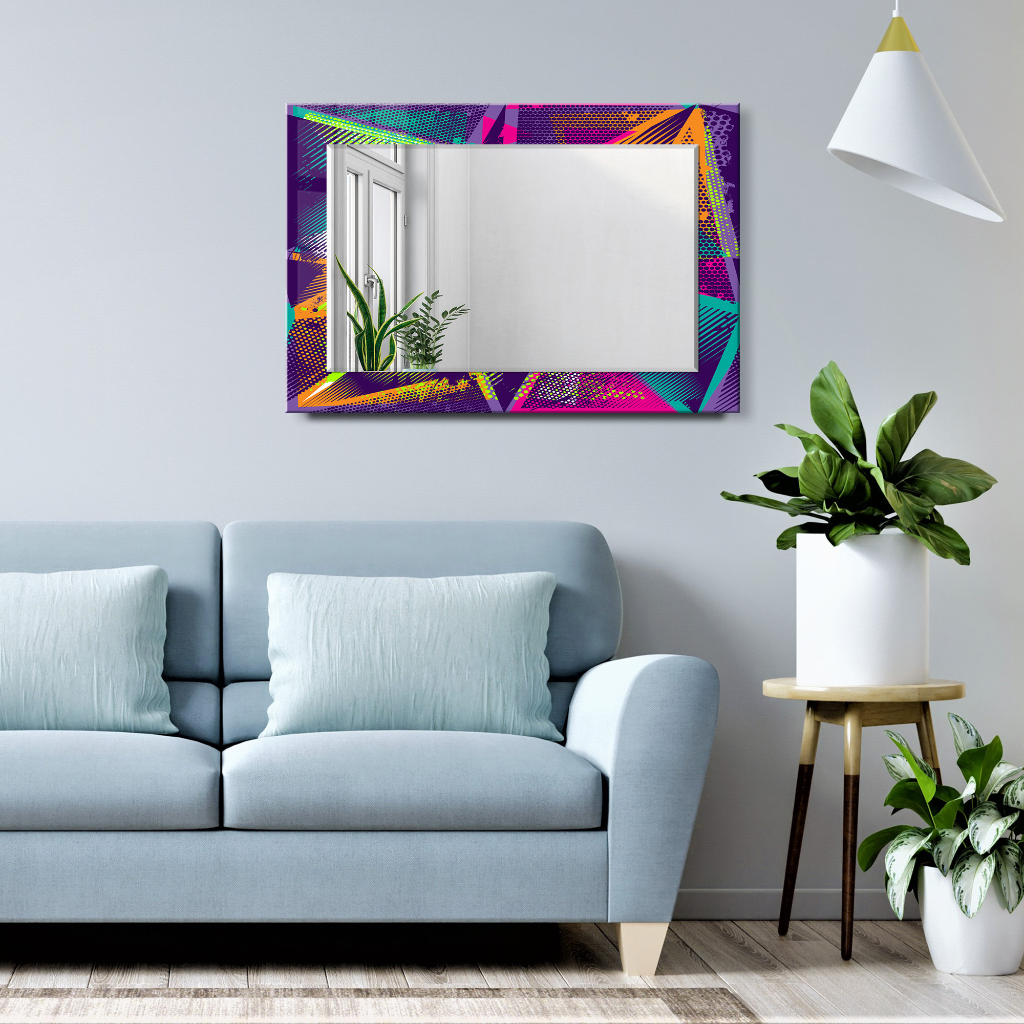 Abstract Neon Effect Decorative Mirror on Toughened Glass | 1st Glass Art