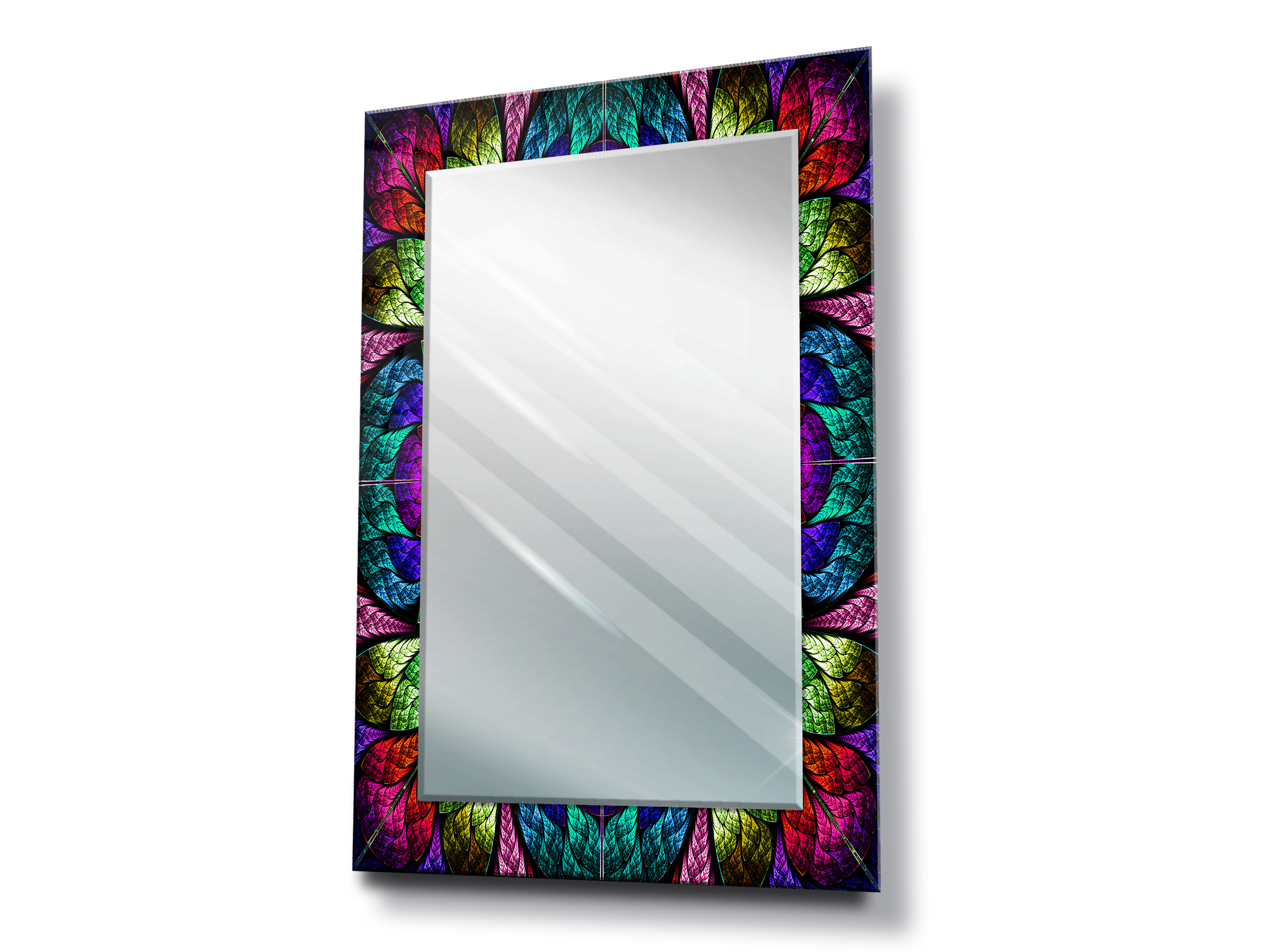 Coloured Leaves Effect Decorative Mirror on Toughened Glass | 1st Glass Art