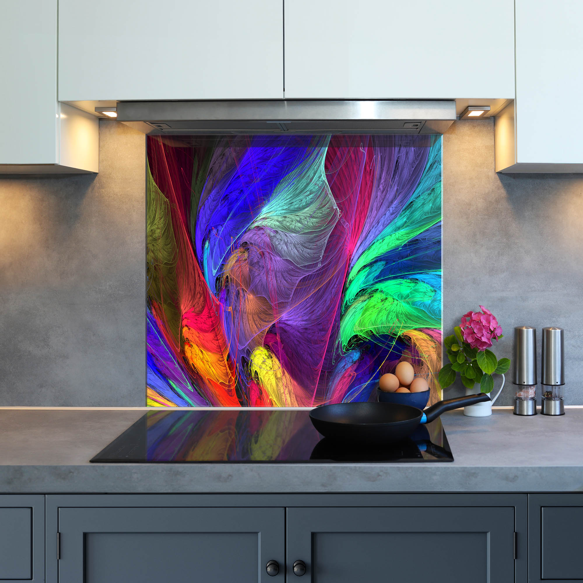 Abstract Multi Colour Splash Kitchen Glass Splashback | 1st Glass Art