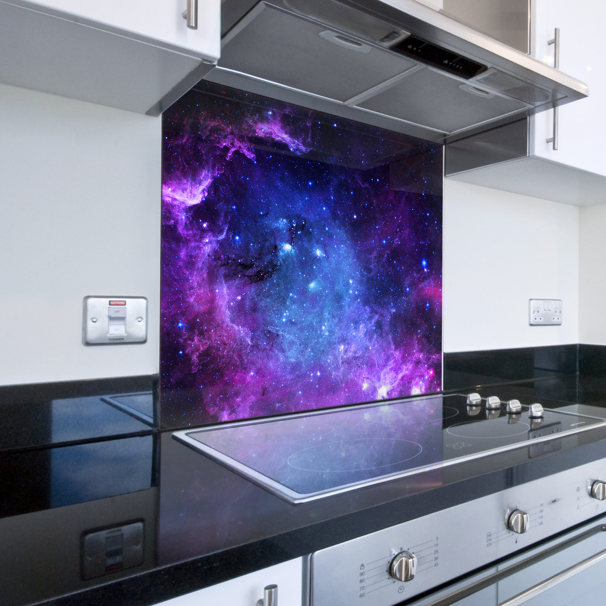 "Purple Night Sky" Glass Kitchen Splashback | 1st Glass Art