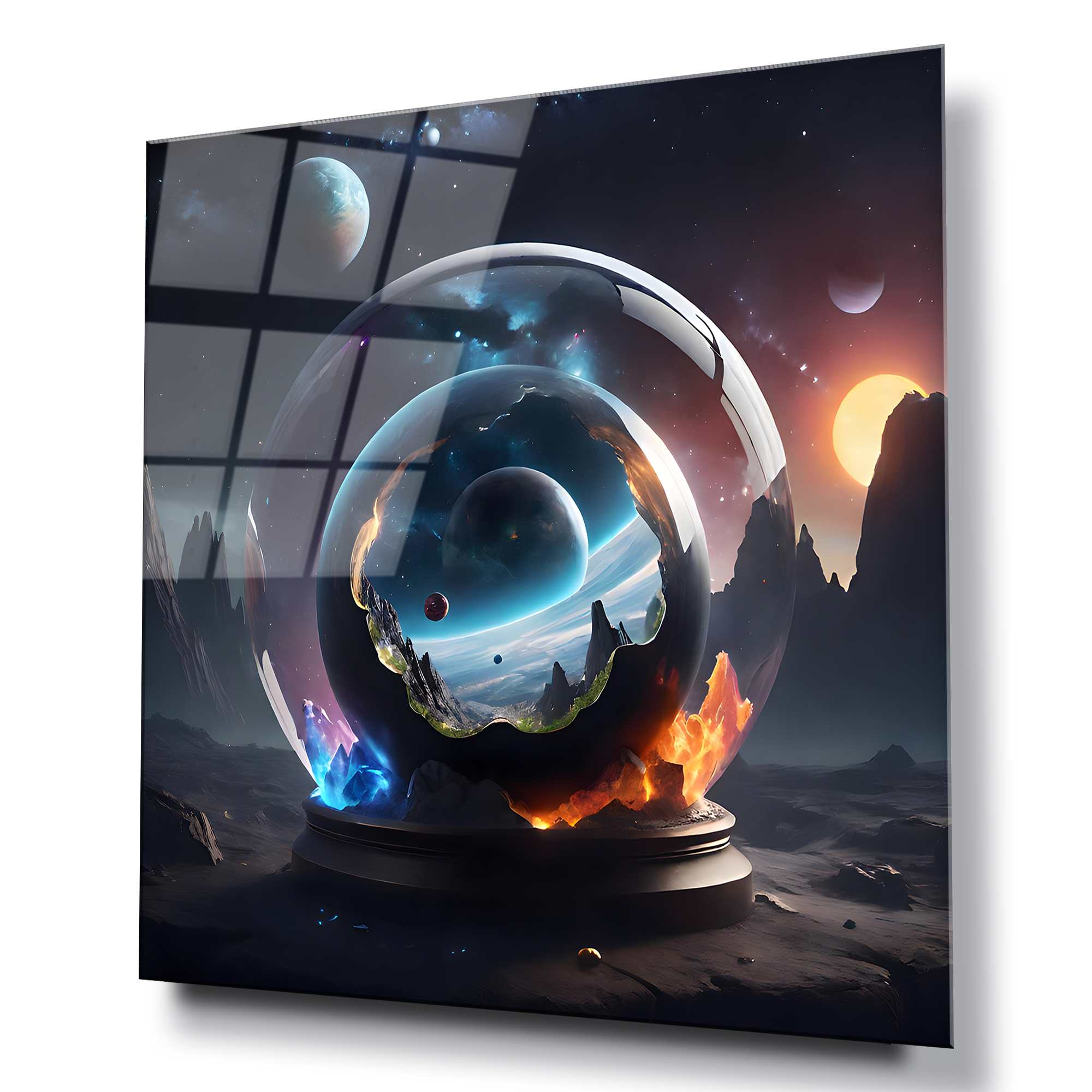 "Fantasy Global World" Glass Wall Art | 1st Glass Art