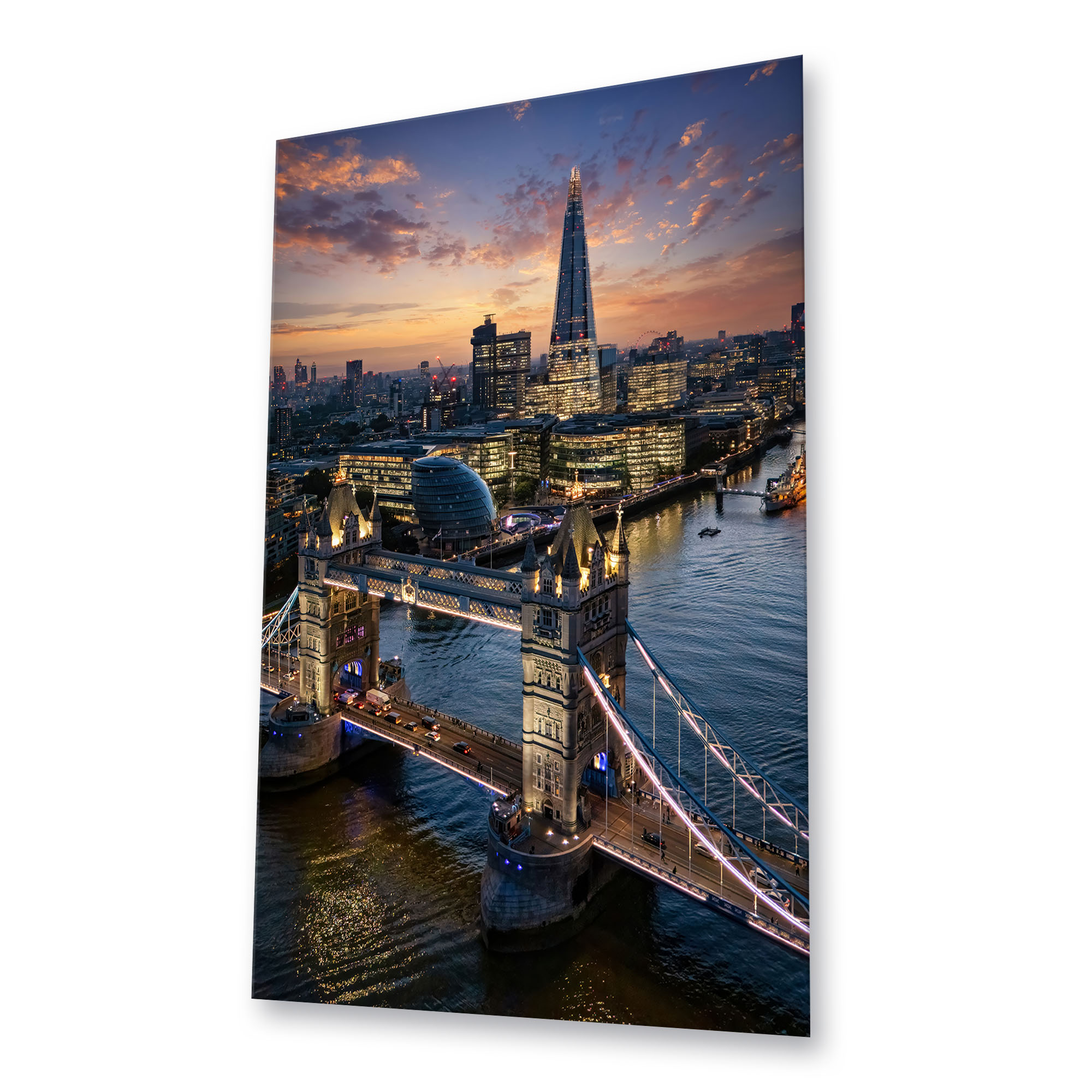 "Illuminated Tower Bridge" Glass Wall Art | 1st Glass Art