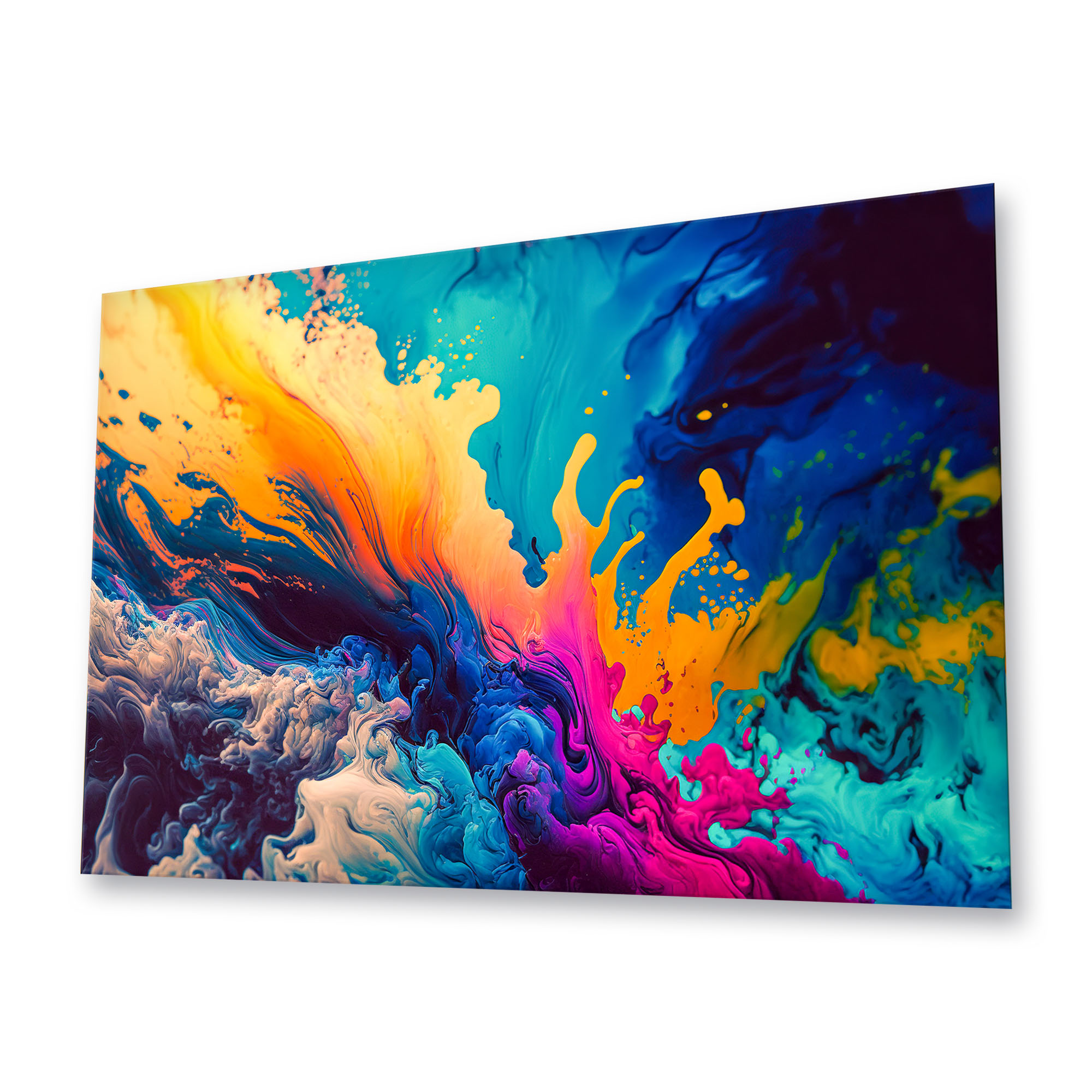 "Multicoloured Abstract Splash" Glass Wall Art | 1st Glass Art