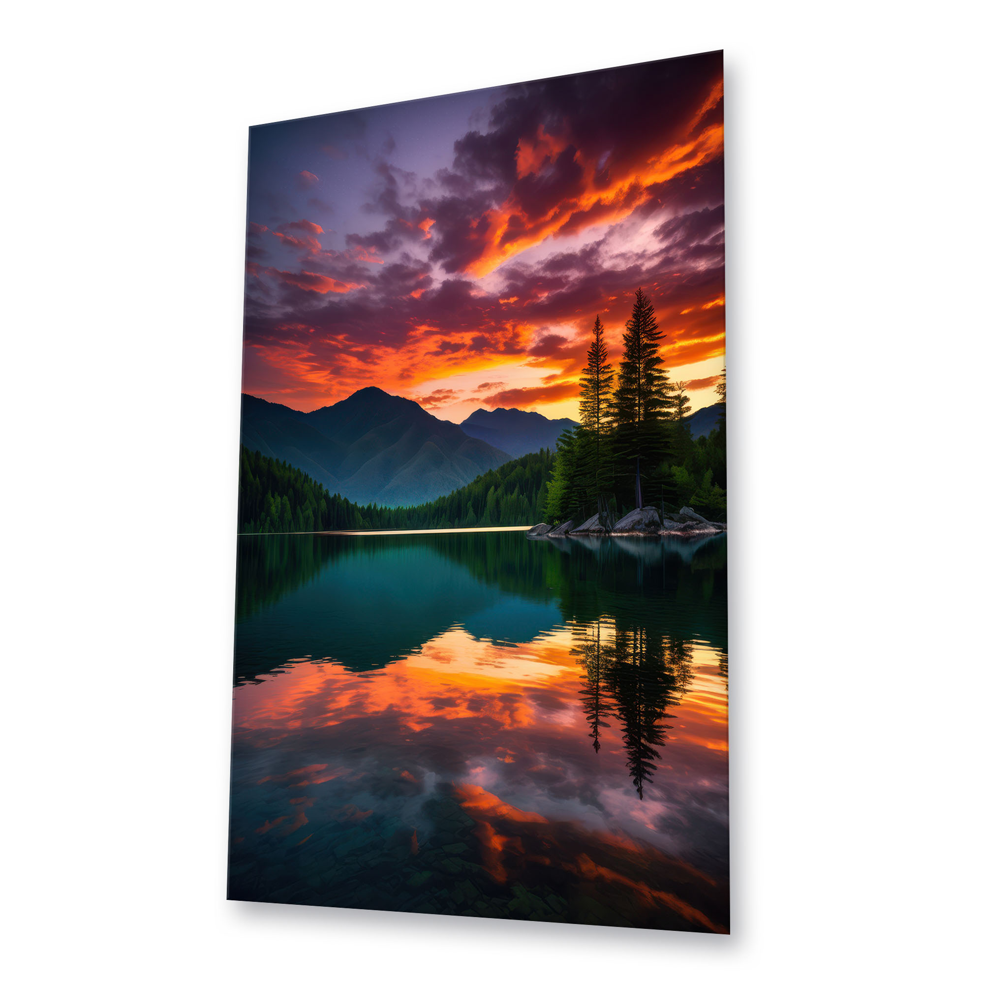 "Tranquil Lake Sunset" Glass Wall Art | 1st Glass Art