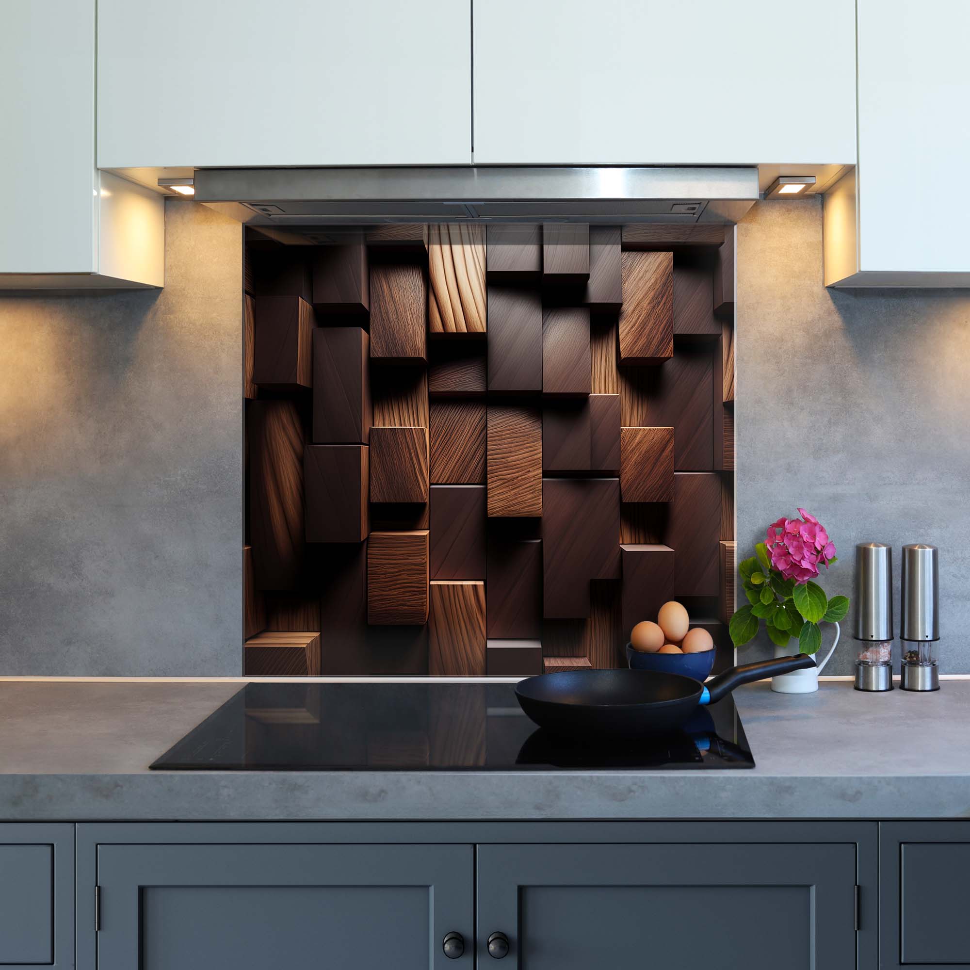 "Wood Pattern" Glass Kitchen Splashback | 1st Glass Art