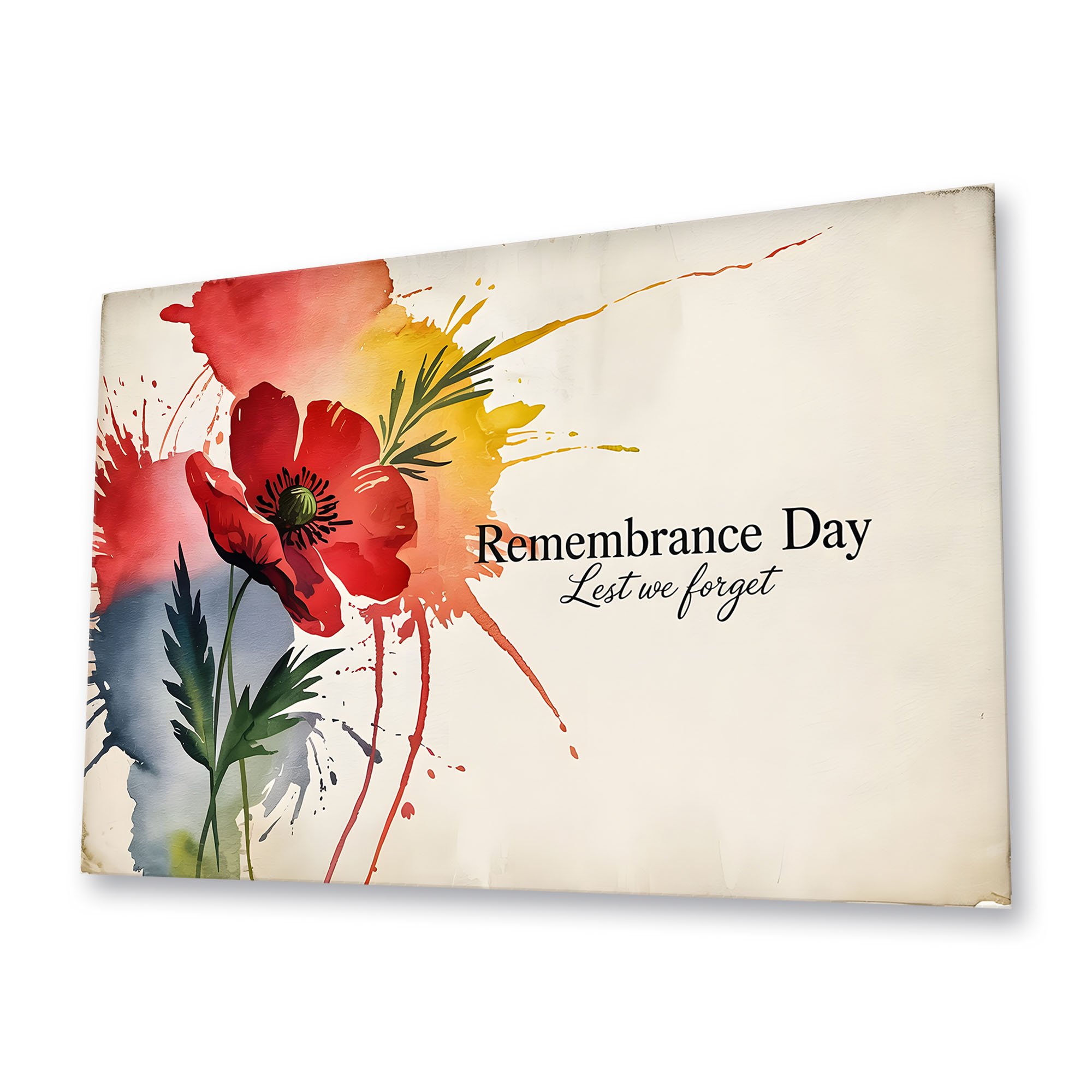 "Remembrance - Lest We Forget - Poppy Watercolour" Glass Wall Art (Copy ...