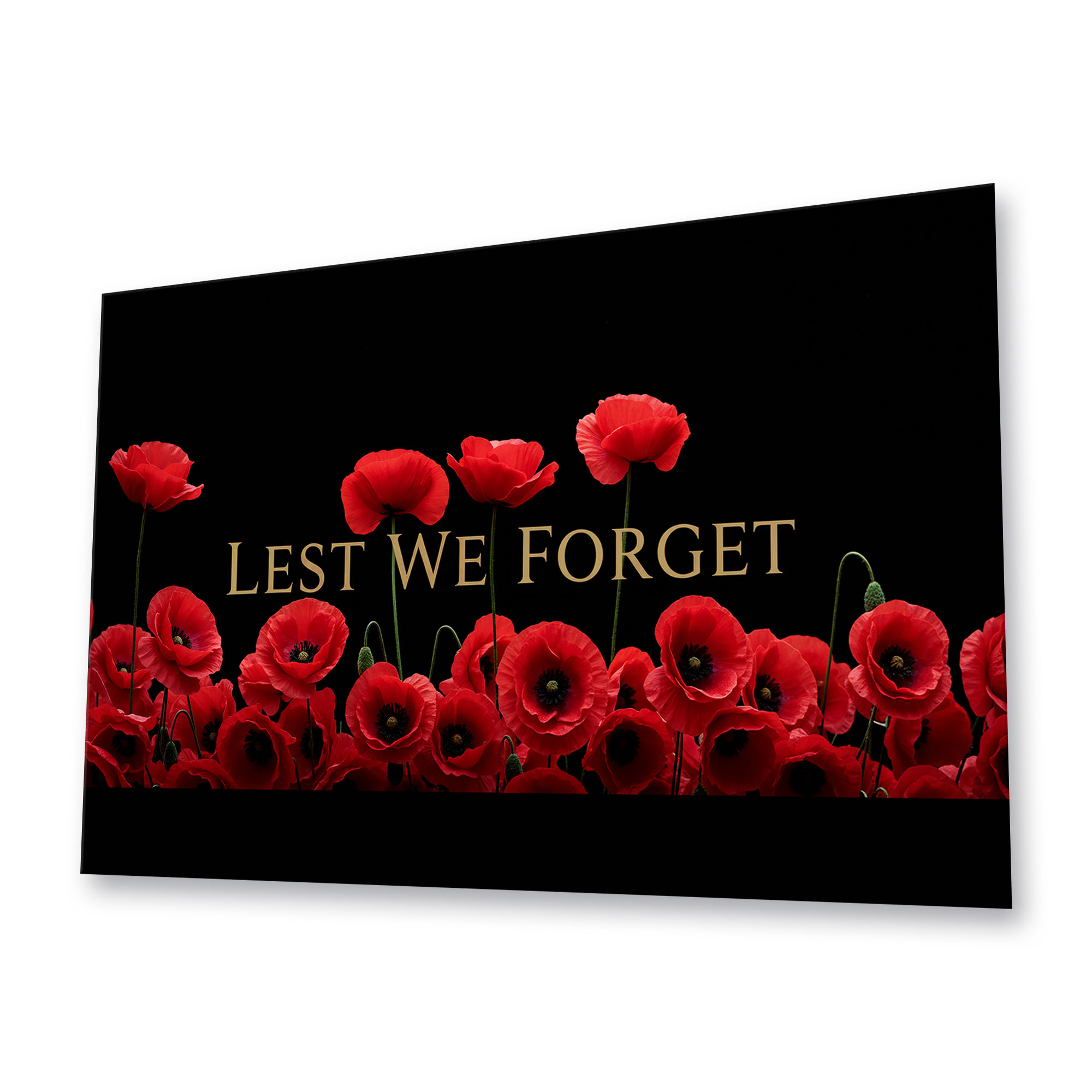 "Remembrance - Lest We Forget - Poppies" Glass Wall Art | 1st Glass Art